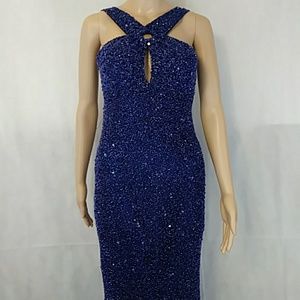 Scala | Dresses | Scala Gorgeous Beaded Blue Maxi Dress Gown | Poshmark